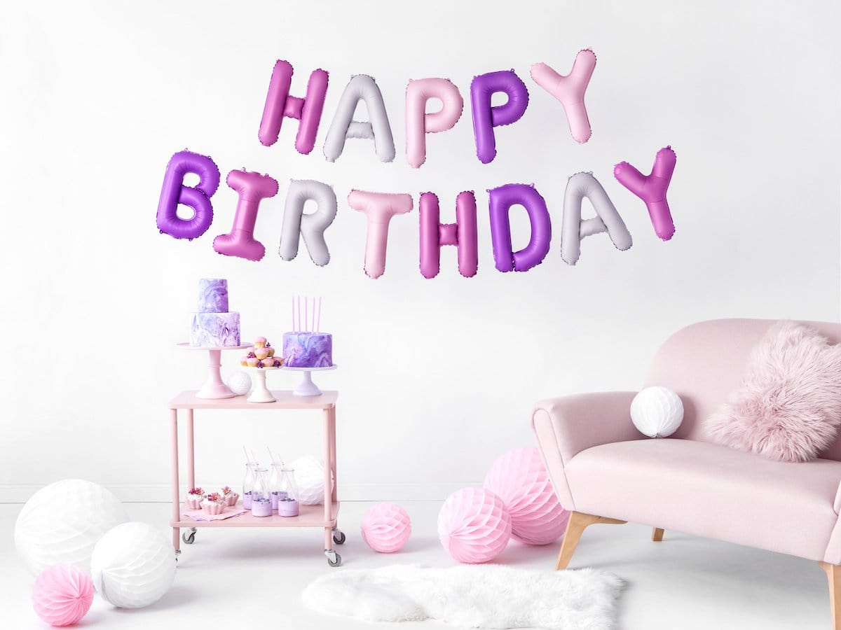 Pink and Purple Mix Happy Birthday Balloons – Chroma Celebrations