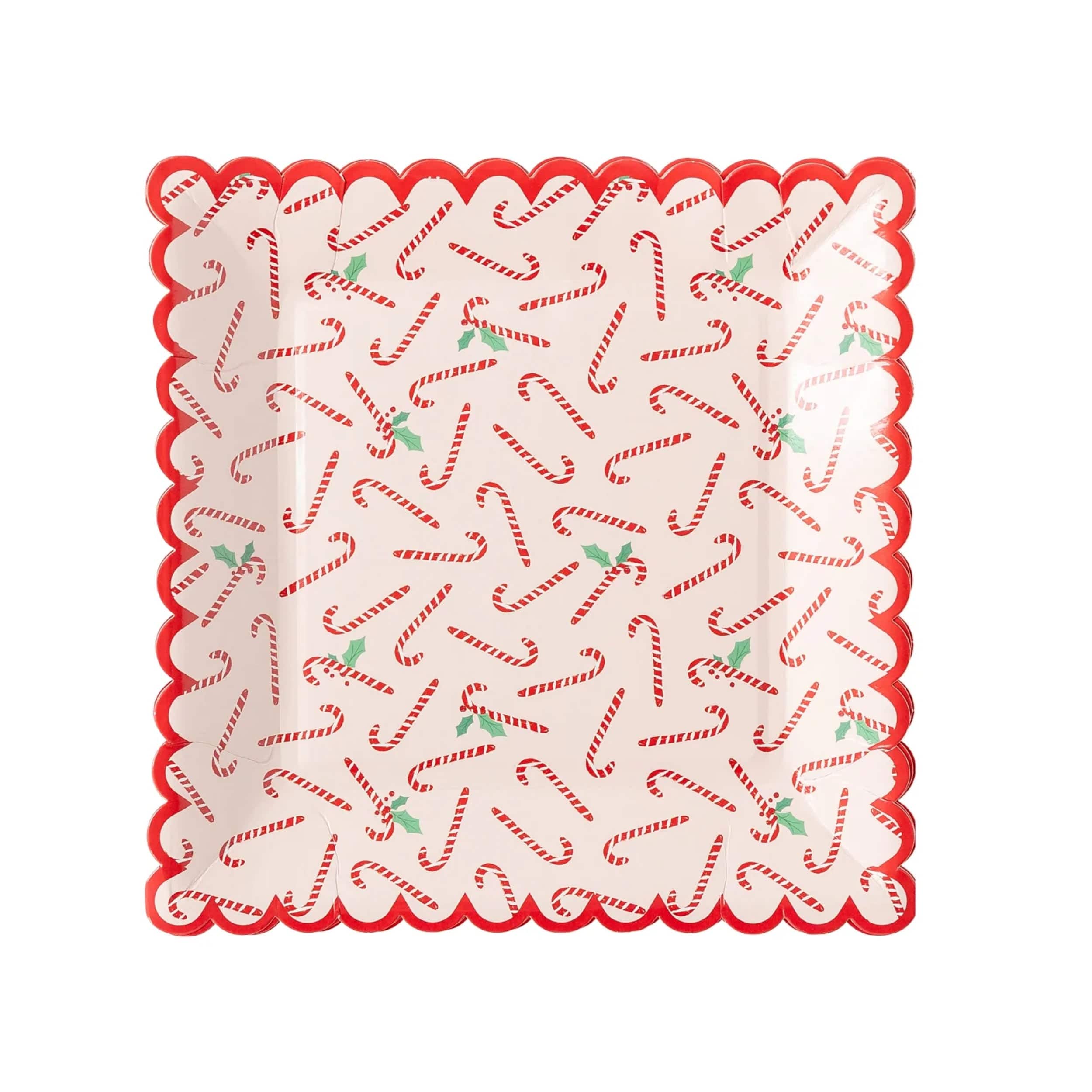 Candy Cane Scalloped Square Plates - Large – Chroma Celebrations