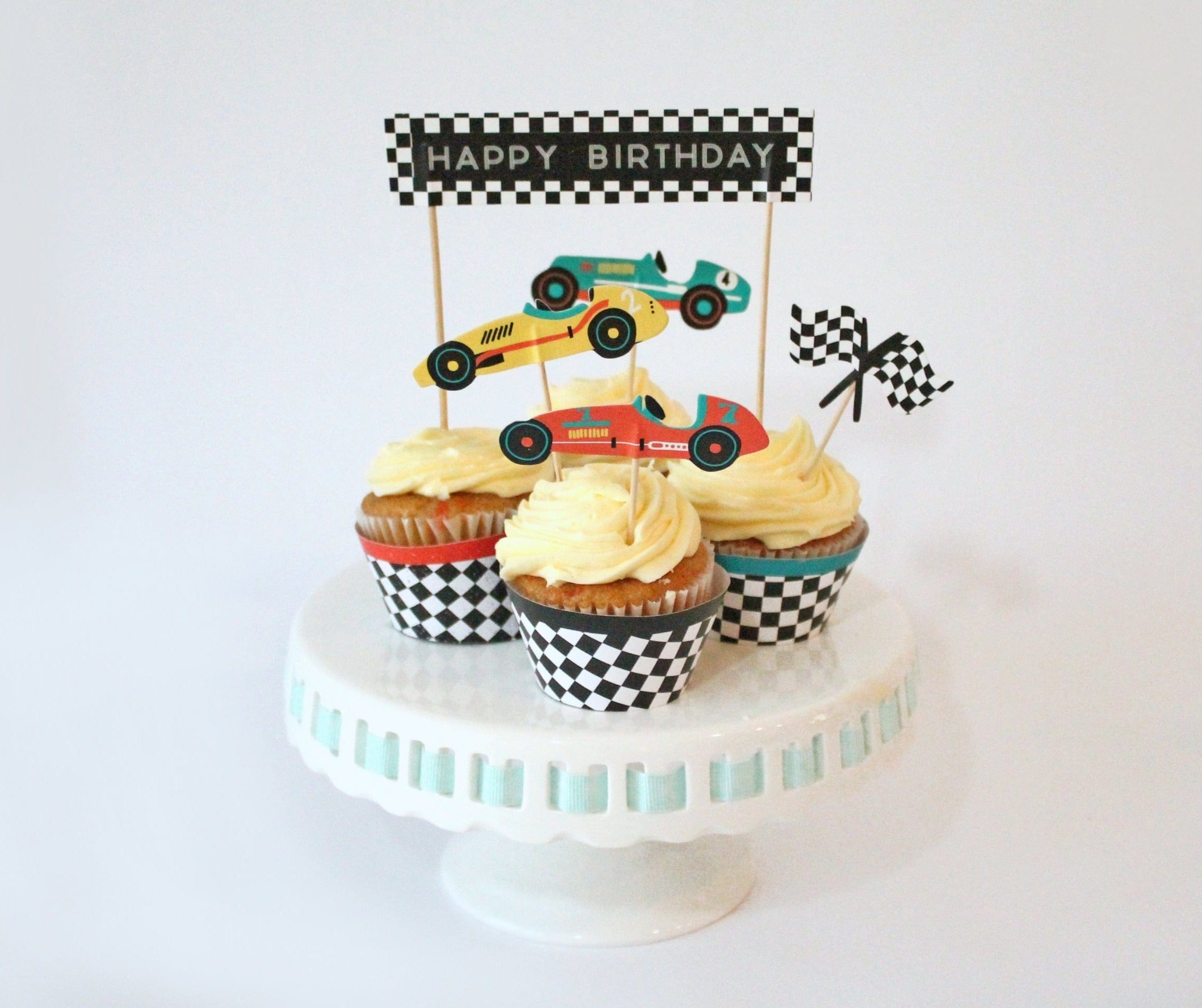 Vintage Race Car Cupcake Kit – Chroma Celebrations