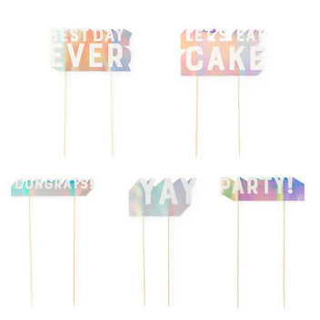 Assorted Iridescent Foil Cake Toppers – Chroma Celebrations